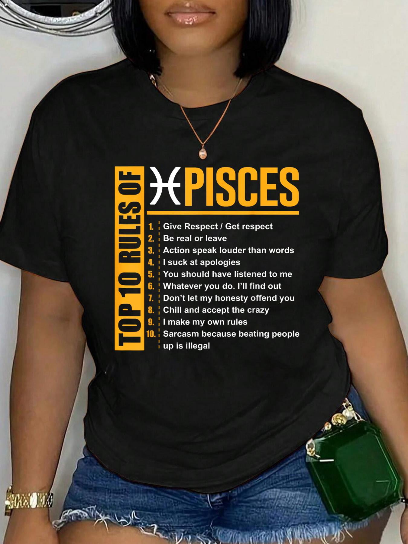100% Cotton Top 10 Rules of Pisces Birthday Gifts T-Shirt Women's ...