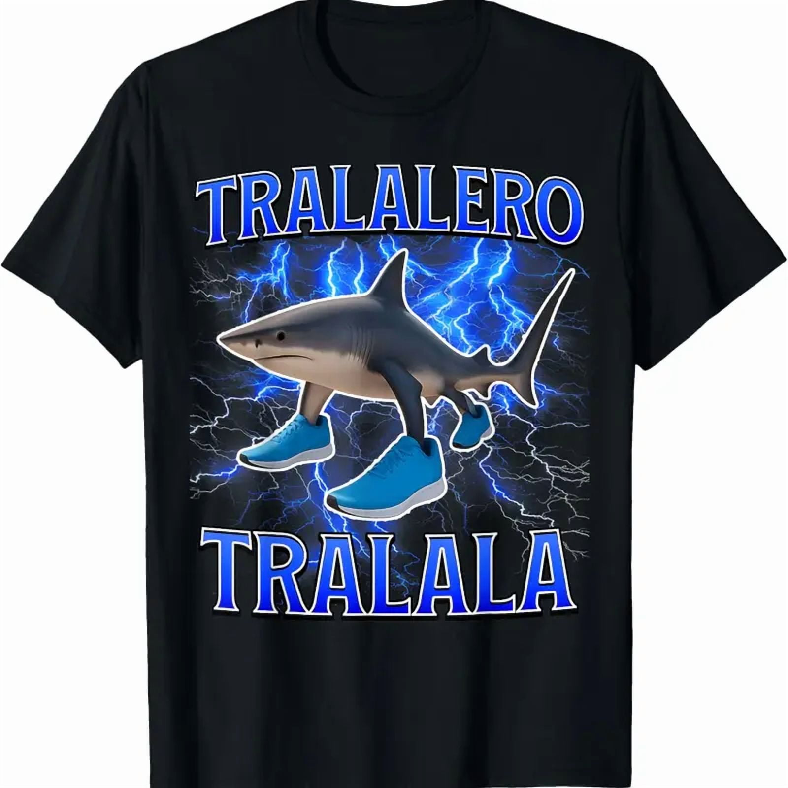 100% Cotton Tralalero Tralala Funny Shark Italian Brainrot Meme T-Shirt ...