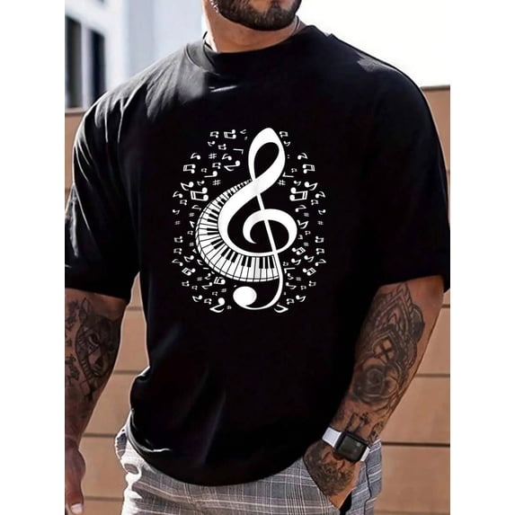 100% Cotton Treble Clef Keyboard Classical Music Notes Pianist Piano T ...