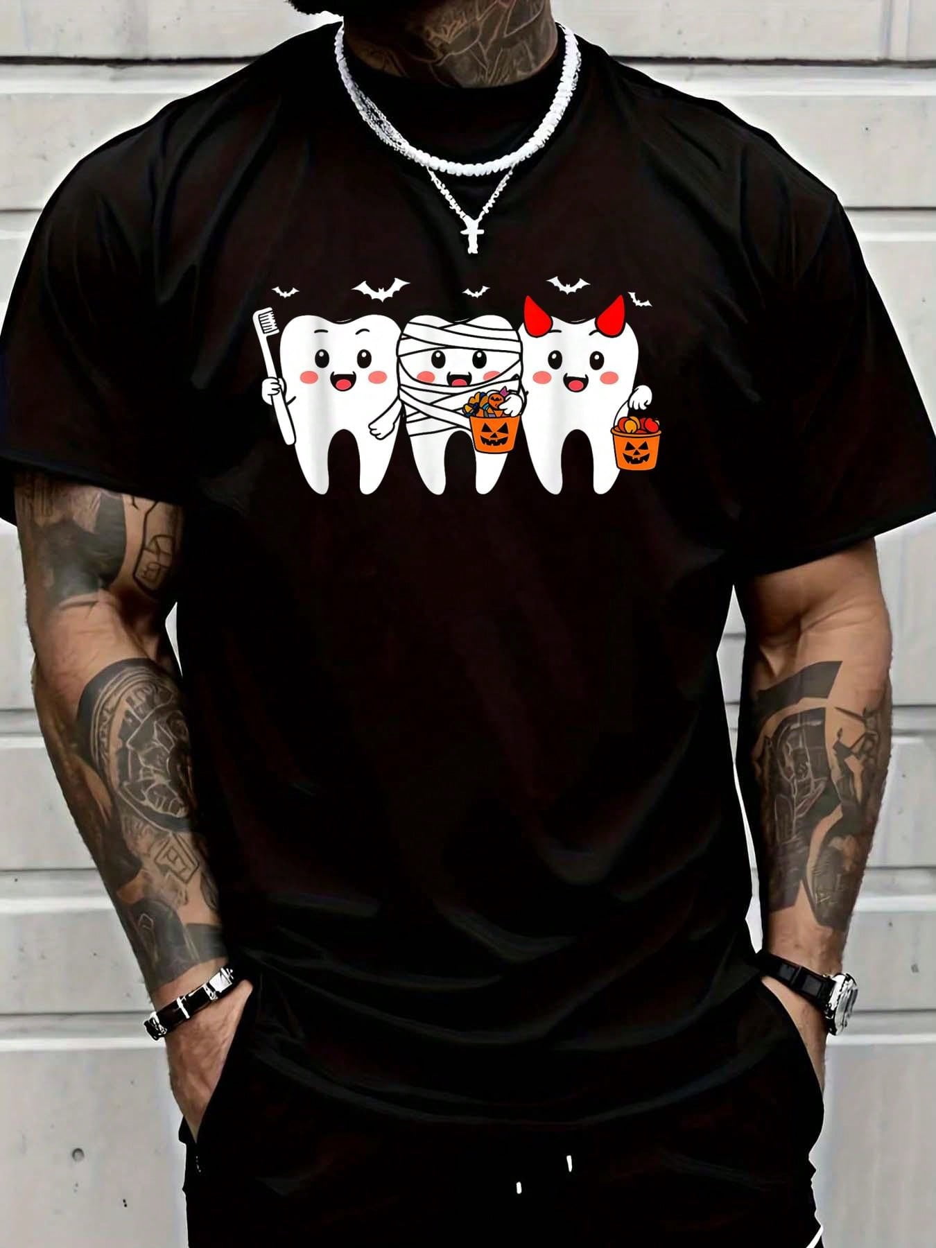 100% Cotton Trick Or Teeth Ghost Dental Halloween Treat Dentist Women T ...
