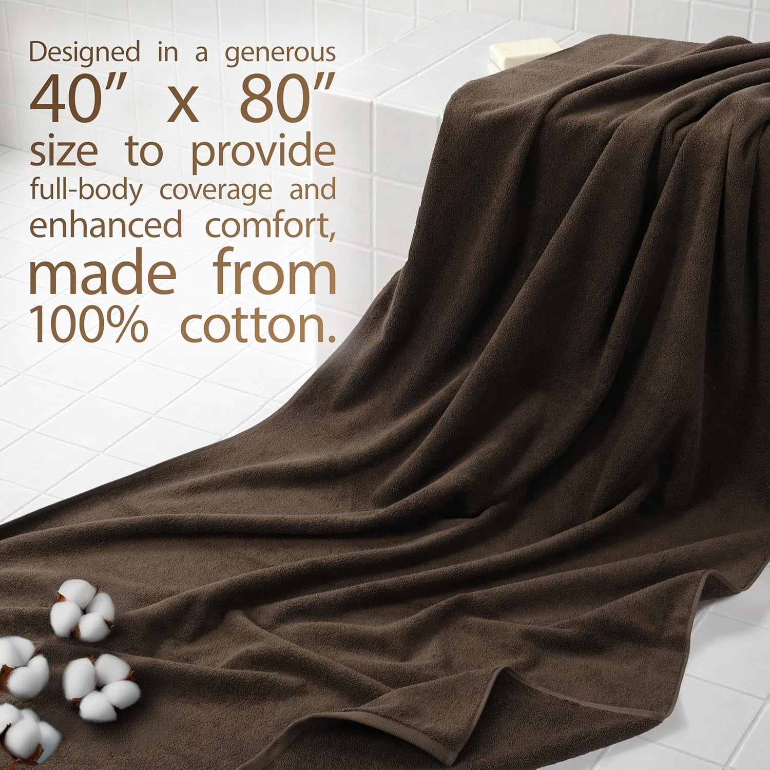 100% Cotton Turkish Towel, Soft Absorbent Quick Dry, 40x80 Oversized ...