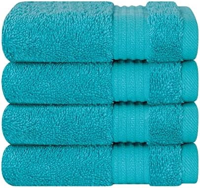 100% Cotton Turkish Washcloth Set for Bathroom, 4 Piece Soft Absorbent ...