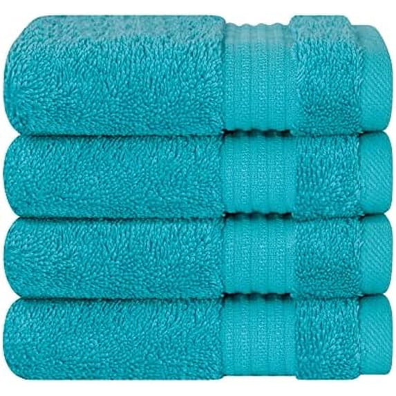 100% Cotton Turkish Washcloth Set for Bathroom, 4 Piece Soft Absorbent ...