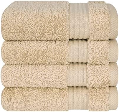 100% Cotton Turkish Washcloth Set for Bathroom, 4 Piece Soft Absorbent ...