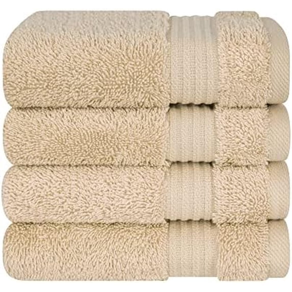 100% Cotton Turkish Washcloth Set for Bathroom, 4 Piece Soft Absorbent ...