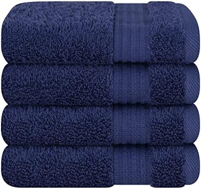 100% Cotton Turkish Washcloth Set for Bathroom, 4 Piece Soft Absorbent ...