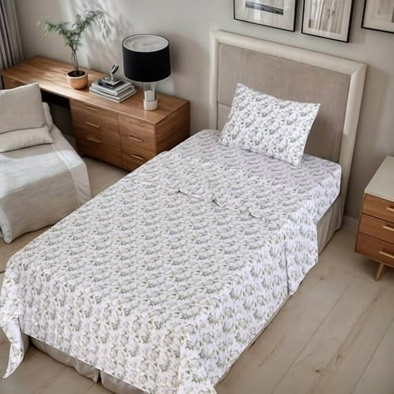 100% Cotton Twin Sheets Set, 3 Pieces, Soft & Breathable Percale Weave ...