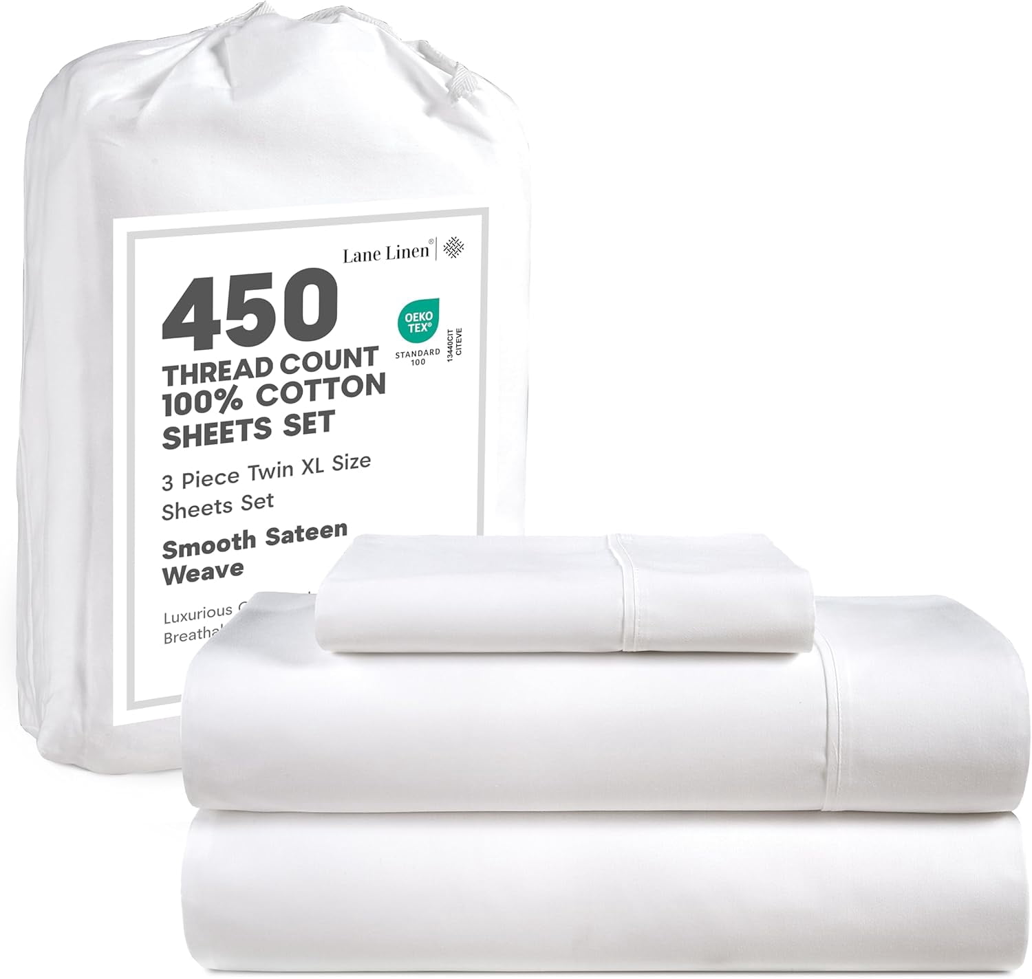 100% Cotton Twin XL Bed Sheets 450 TC, Fully Elasticized Sheet for ...