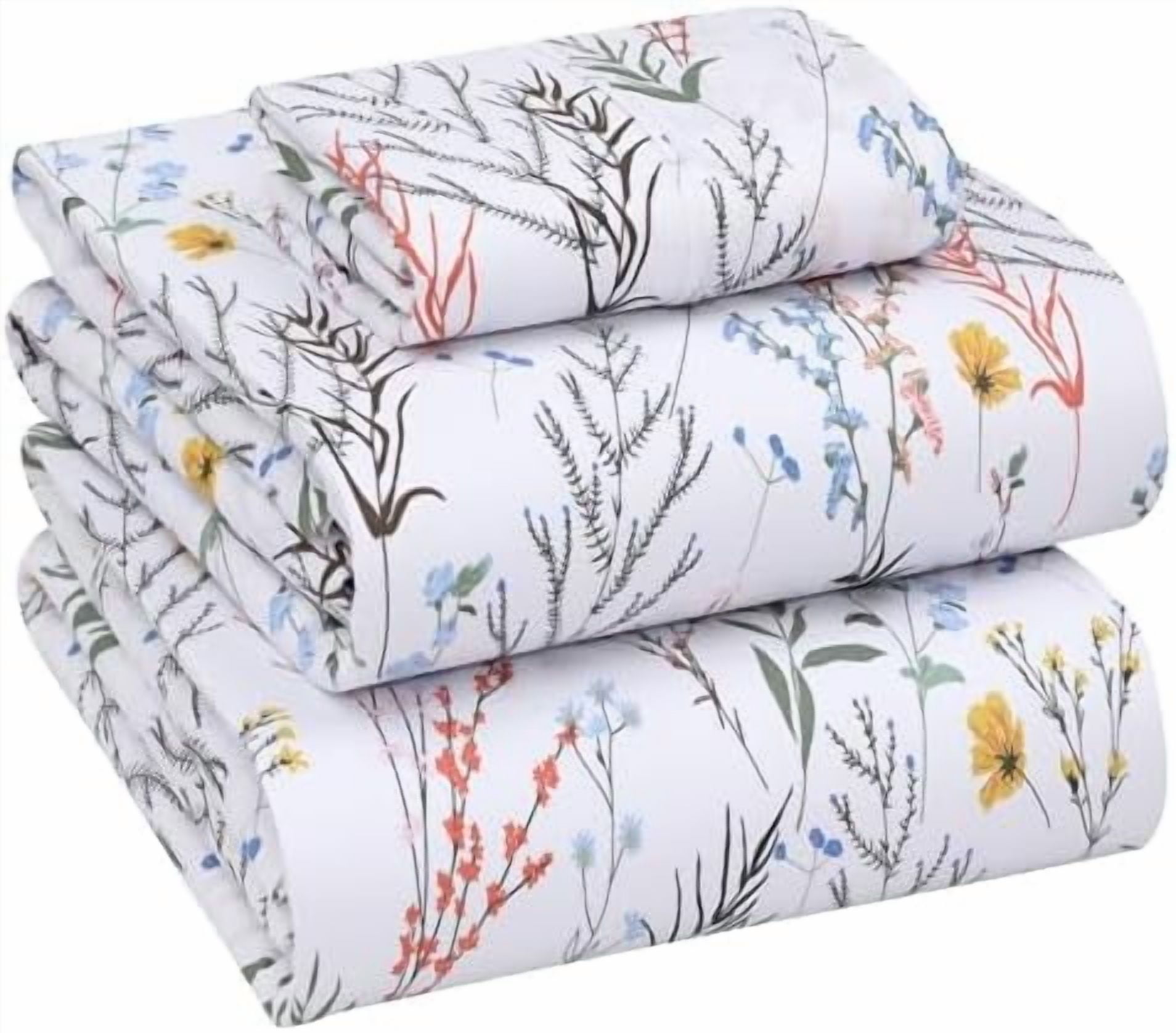 100% Cotton Twin XL Sheet Sets, 3 Pieces, Soft & Breathable Percale ...