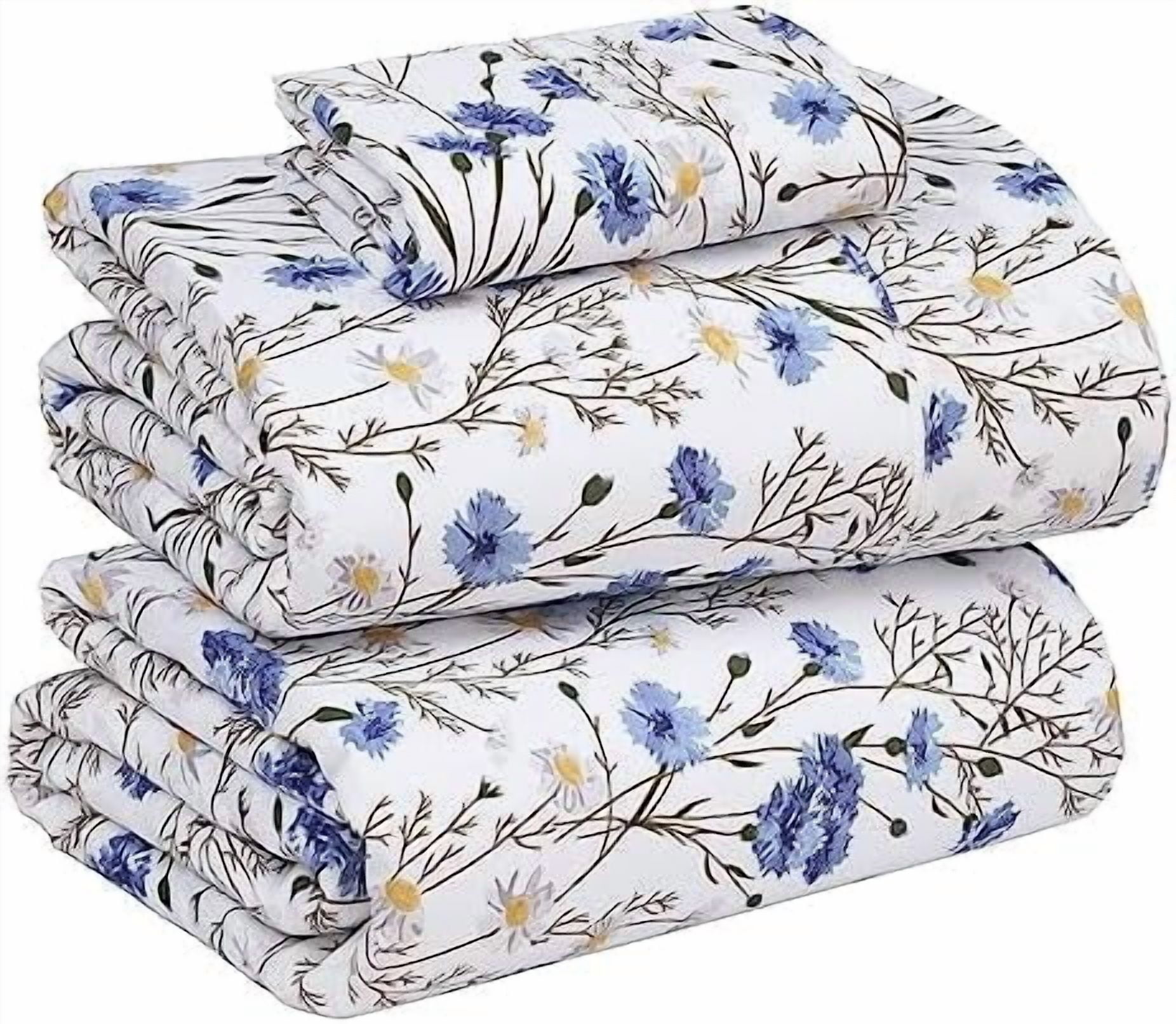 100% Cotton Twin XL Sheet Sets, 3 Pieces, Soft & Breathable Percale ...
