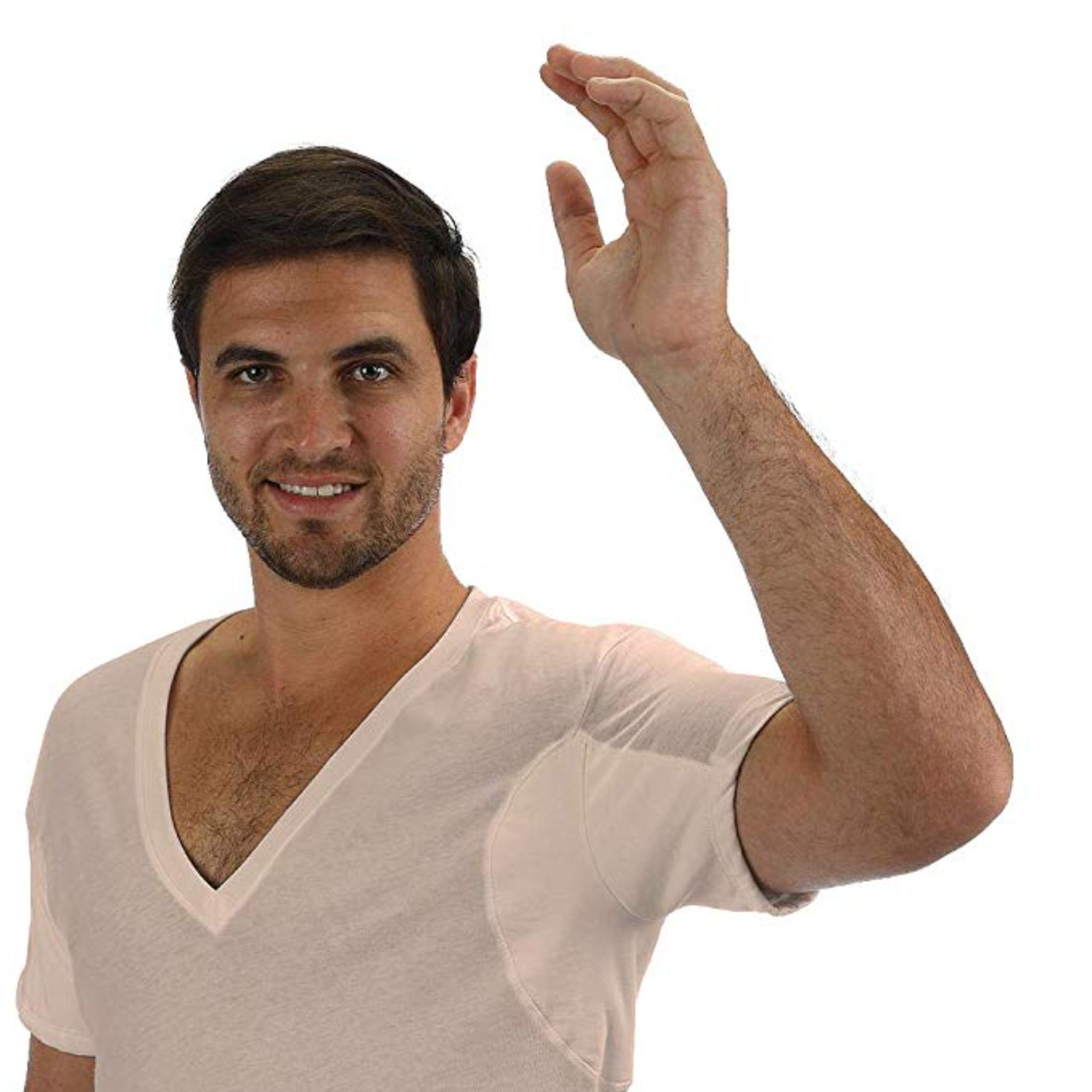 100% Cotton Undershirt Regular Fit 3" Deep V-Neck with Sweat-Proof ...