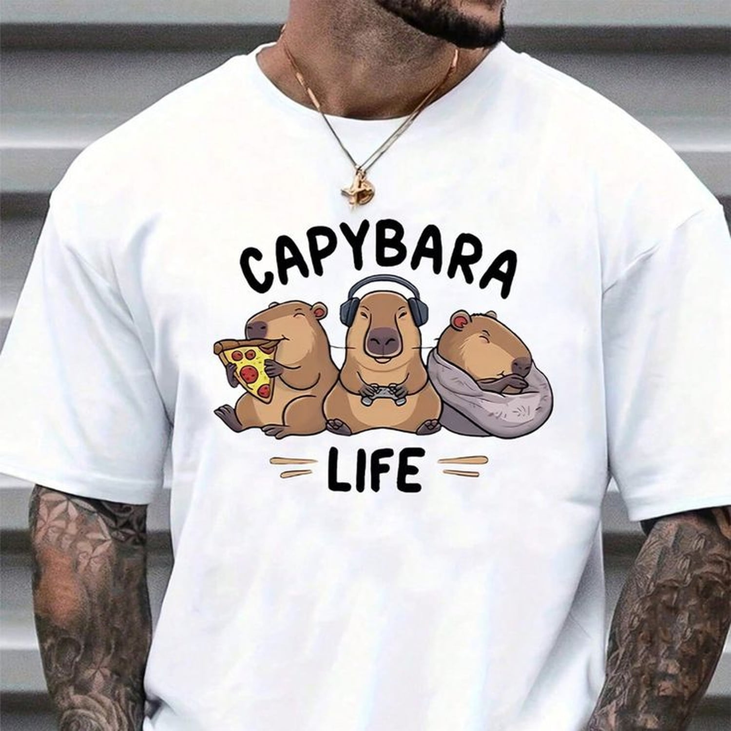 100% Cotton UniS1ex Round Neck S1Hort - eeve T - S1Hirt_ _C1Apybara L1ife_ Adorable Graphic ...