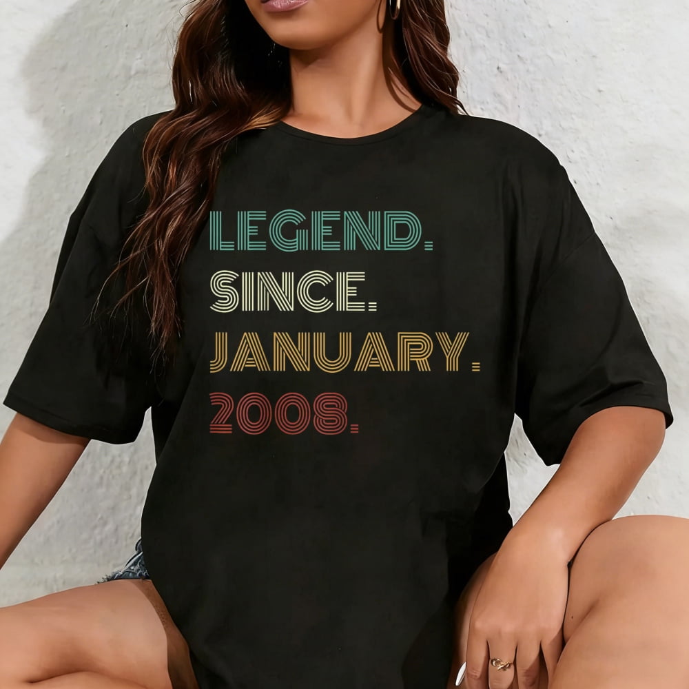 100% Cotton Unisex 18 Years Old Legend Since January 2008 18th Birthday ...