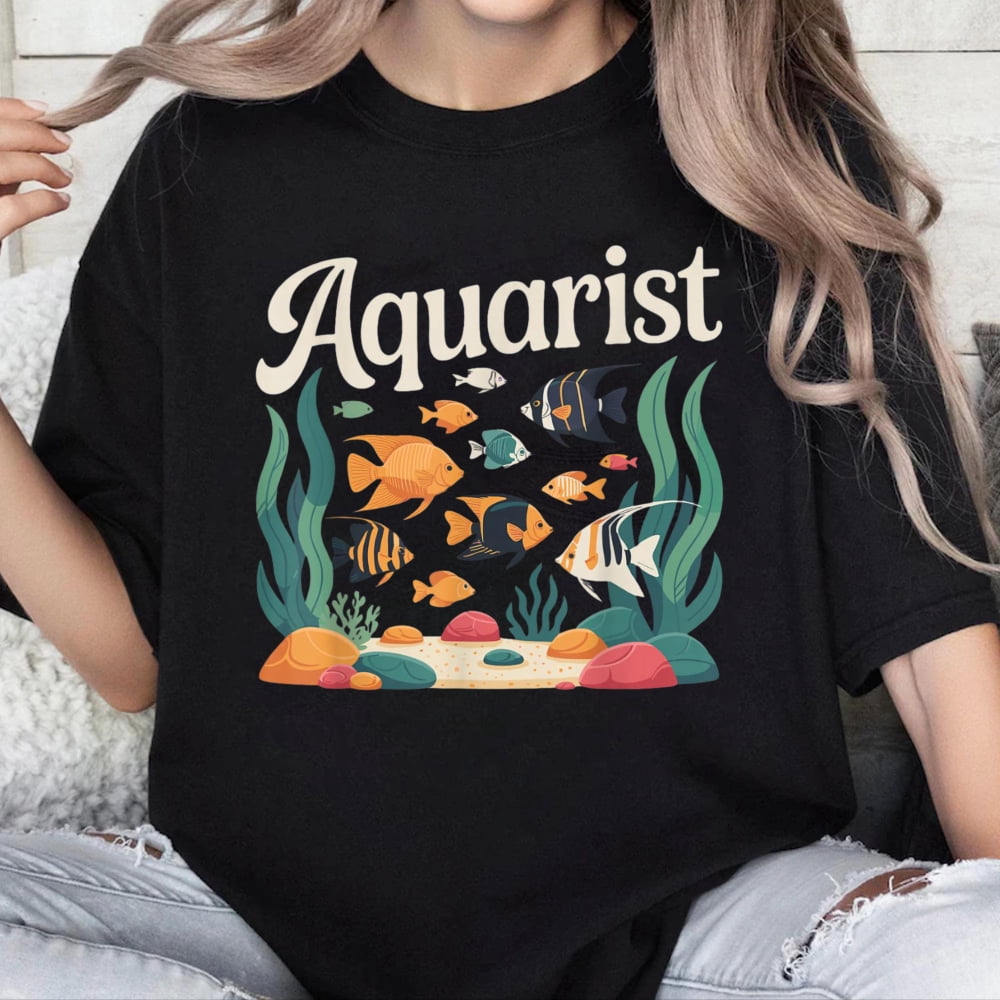 100% Cotton Unisex Aquarium Art for Men Women Fish Lover Fish Tank ...