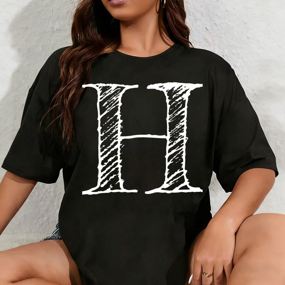 100% Cotton Unisex Bold Letter H - Decorative Alphabet Big Font Capital ...