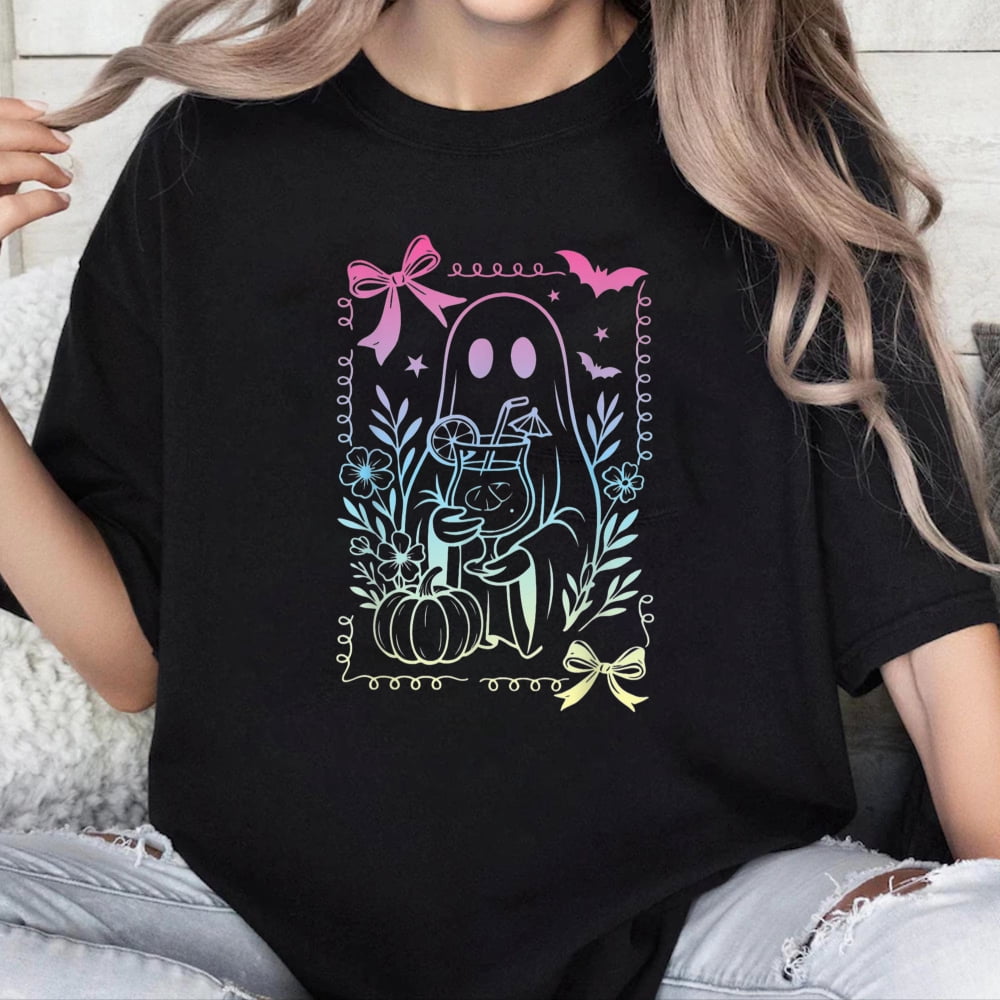 100% Cotton Unisex Coquette Bow Retro Ghost Summerween Pastel Goth ...