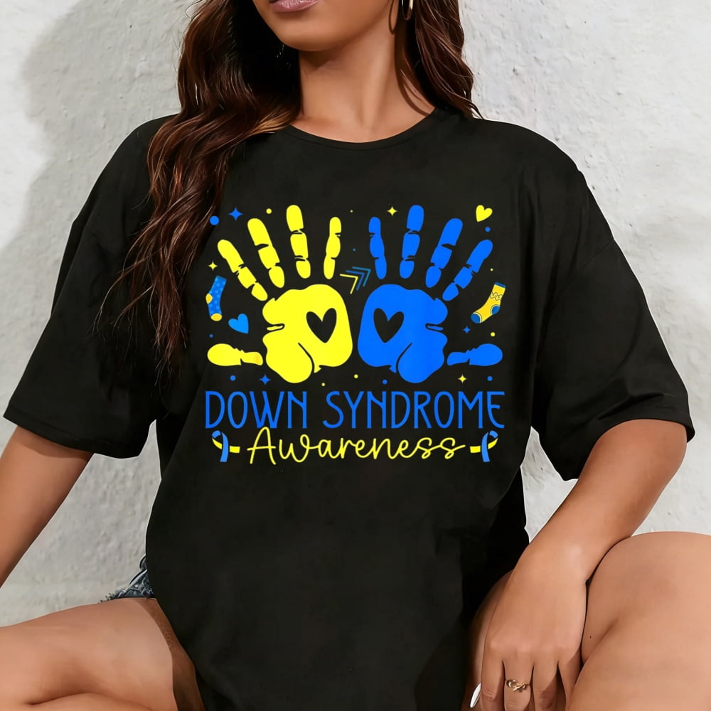 100% Cotton Unisex Down Syndrome Awareness T21 Hands Support Men Women ...