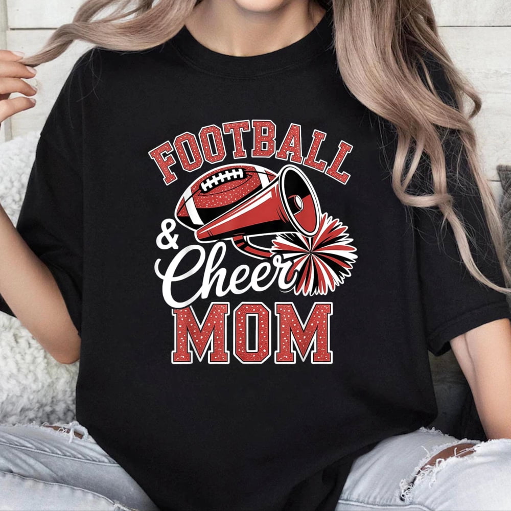 100% Cotton Unisex Football Cheer Mom for Women Men Vintage Cheerleader ...
