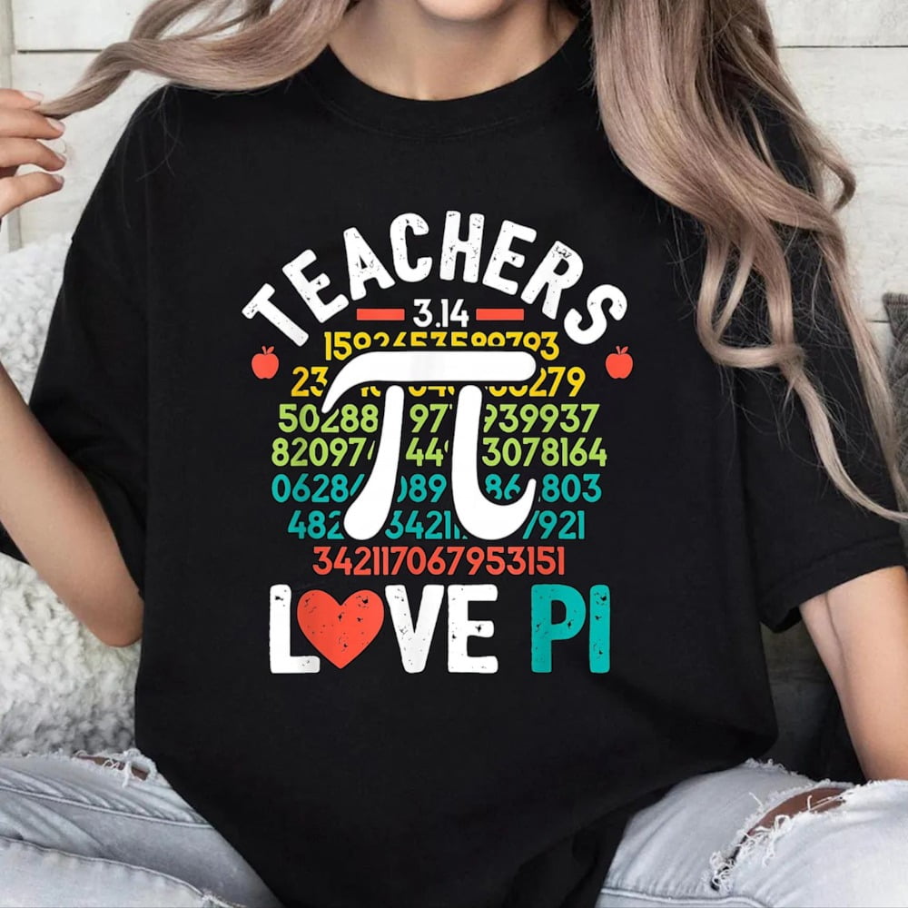 100% Cotton Unisex Funny Pi Day Math Teacher Shirt 3 14 Pi Symbol Nerds ...