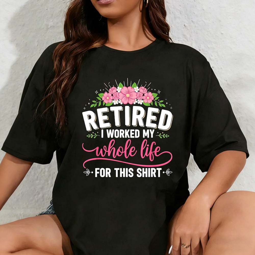 100% Cotton Unisex Funny Retirement Women Grandma Mom Retiree Retiree T ...