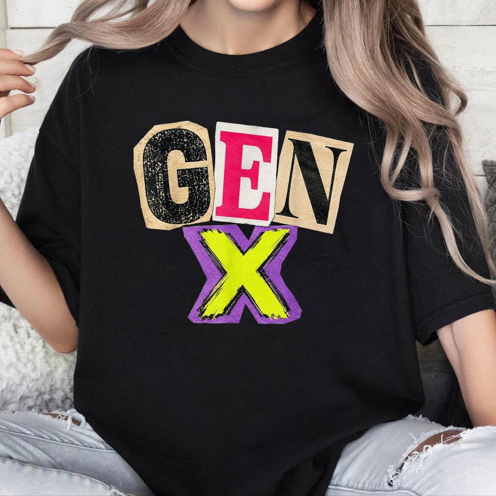 100% Cotton Unisex Gen X Retro Vintage 80s 90s Generation X Ransom Note ...