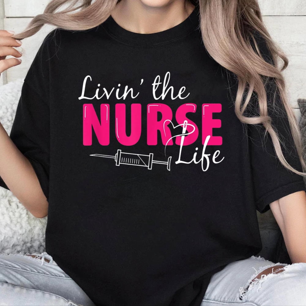 100% Cotton Unisex Girl's Living the Nurse Shirts, Cute Pink Gift for ...