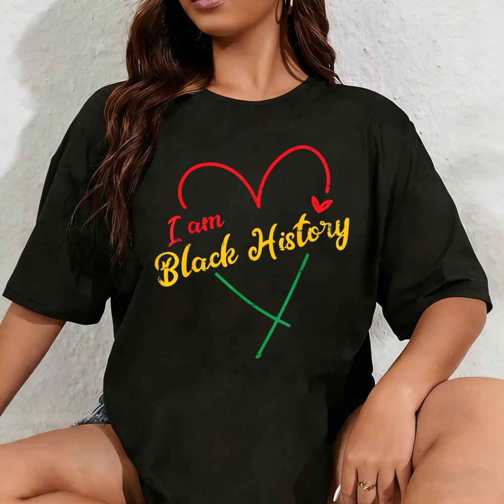 100% Cotton Unisex I Am Black History Heart Love African American Women ...