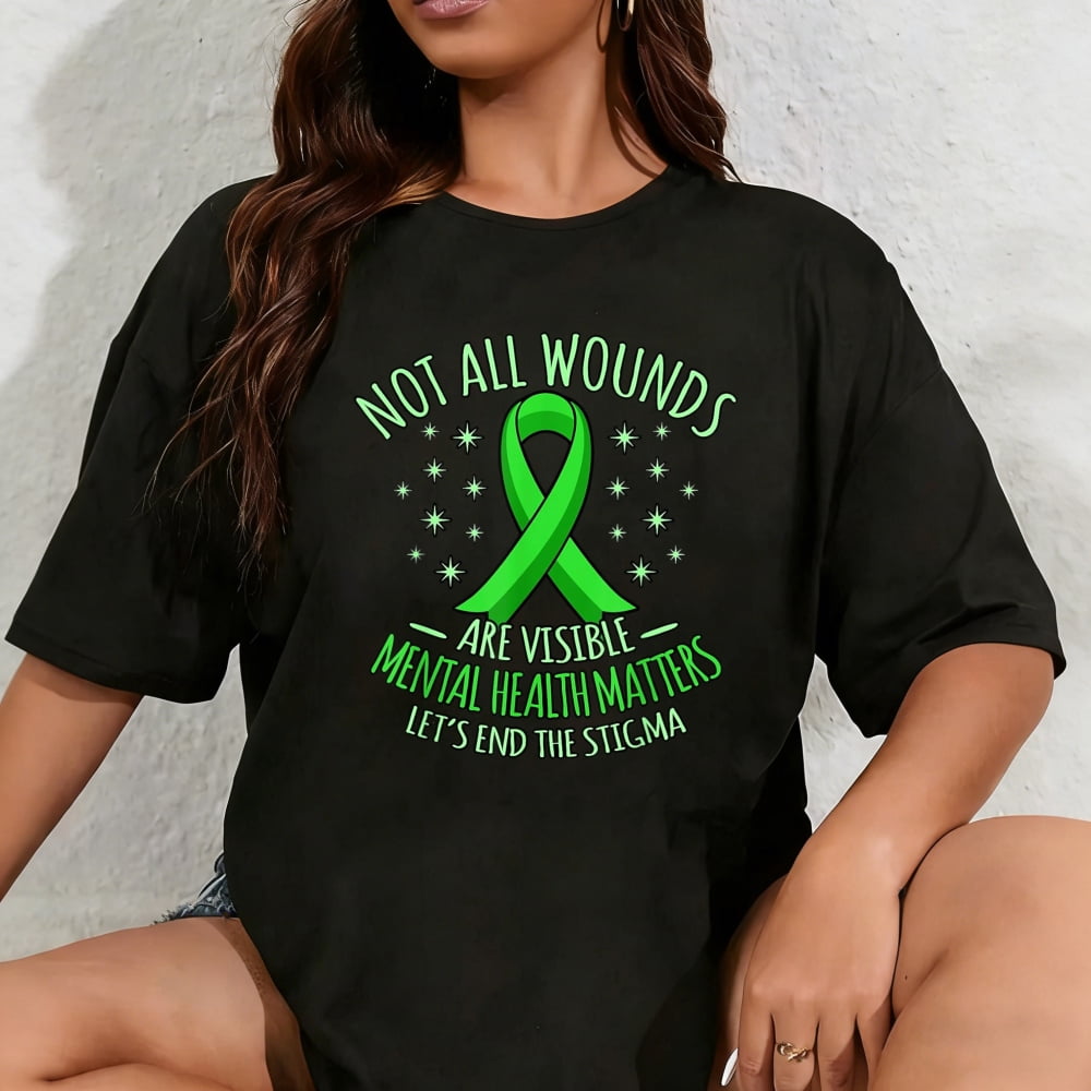 100% Cotton Unisex Not All Wounds Are Visible Mental Health Awareness ...