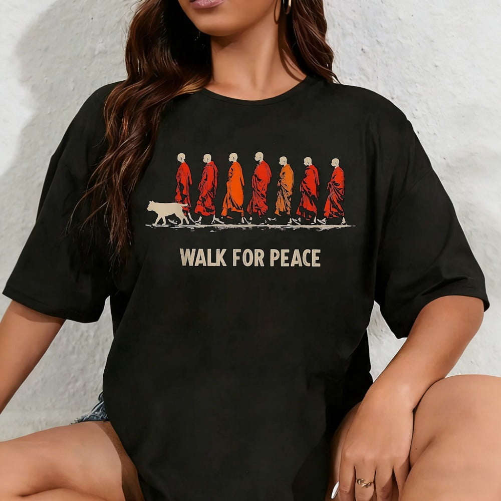 100% Cotton Unisex Peace Walking Monks and Aloka Dog Walk for Peace T ...