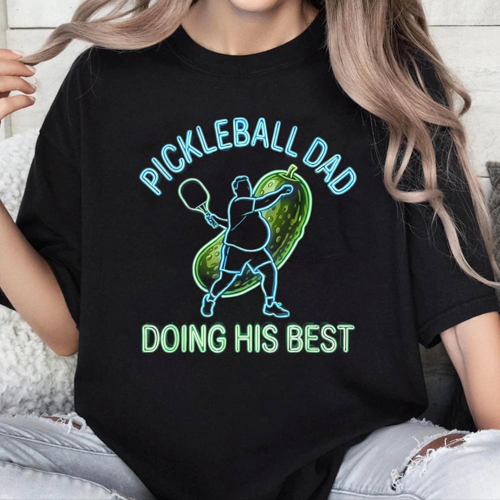 100% Cotton Unisex Pickleball Dad Doing His Best Funny Design T-Shirt ...