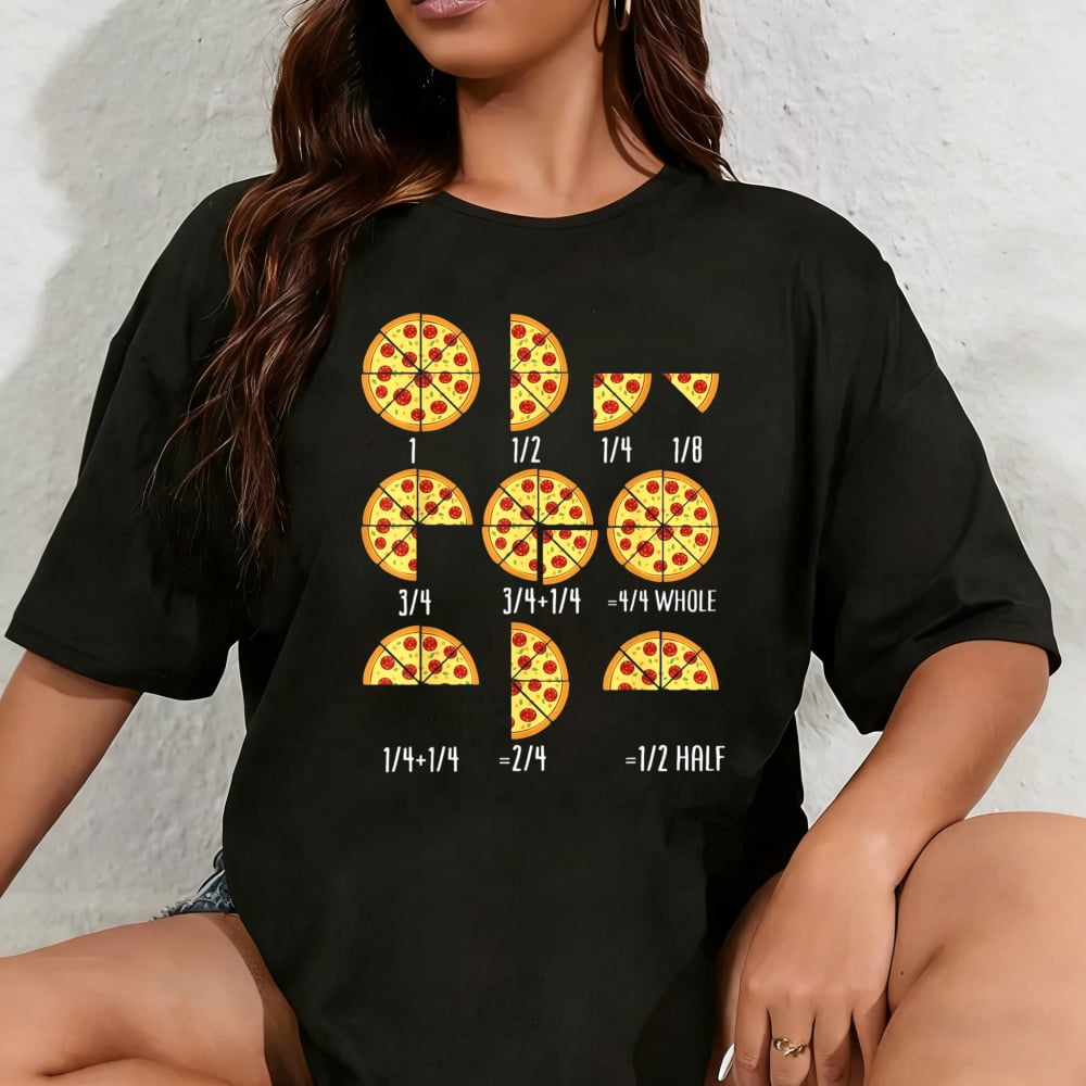 100% Cotton Unisex Pizza Slice Fraction Math Teacher Back to School ...