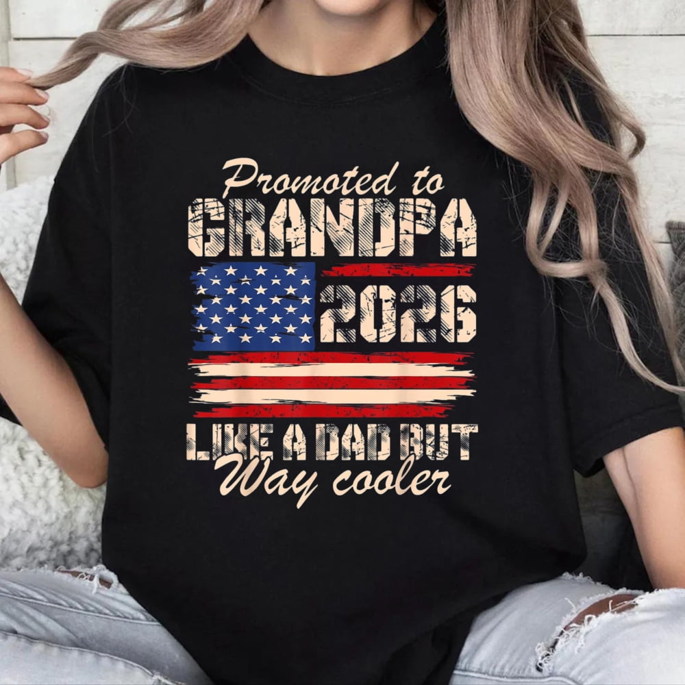 100% Cotton Unisex Promoted to Grandpa Est 2026 Soon to be New Grandad ...