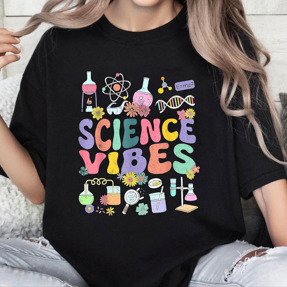 100% Cotton Unisex Retro Groovy Science Vibe Scientist Teacher Nerd ...