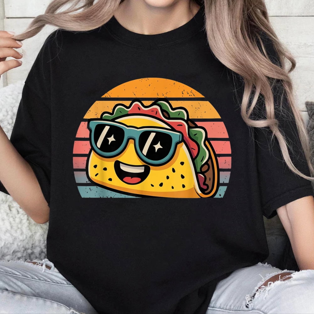 100% Cotton Unisex Retro Sunset Tacos Costume for Food Lovers Funny ...