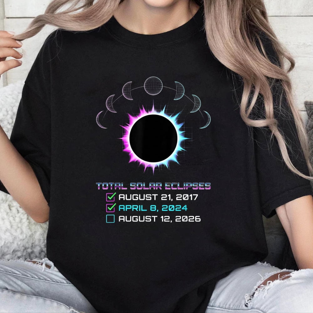 100% Cotton Unisex Solar Eclipse 2026 2024 2017 Total Solar-Eclipse 26 ...