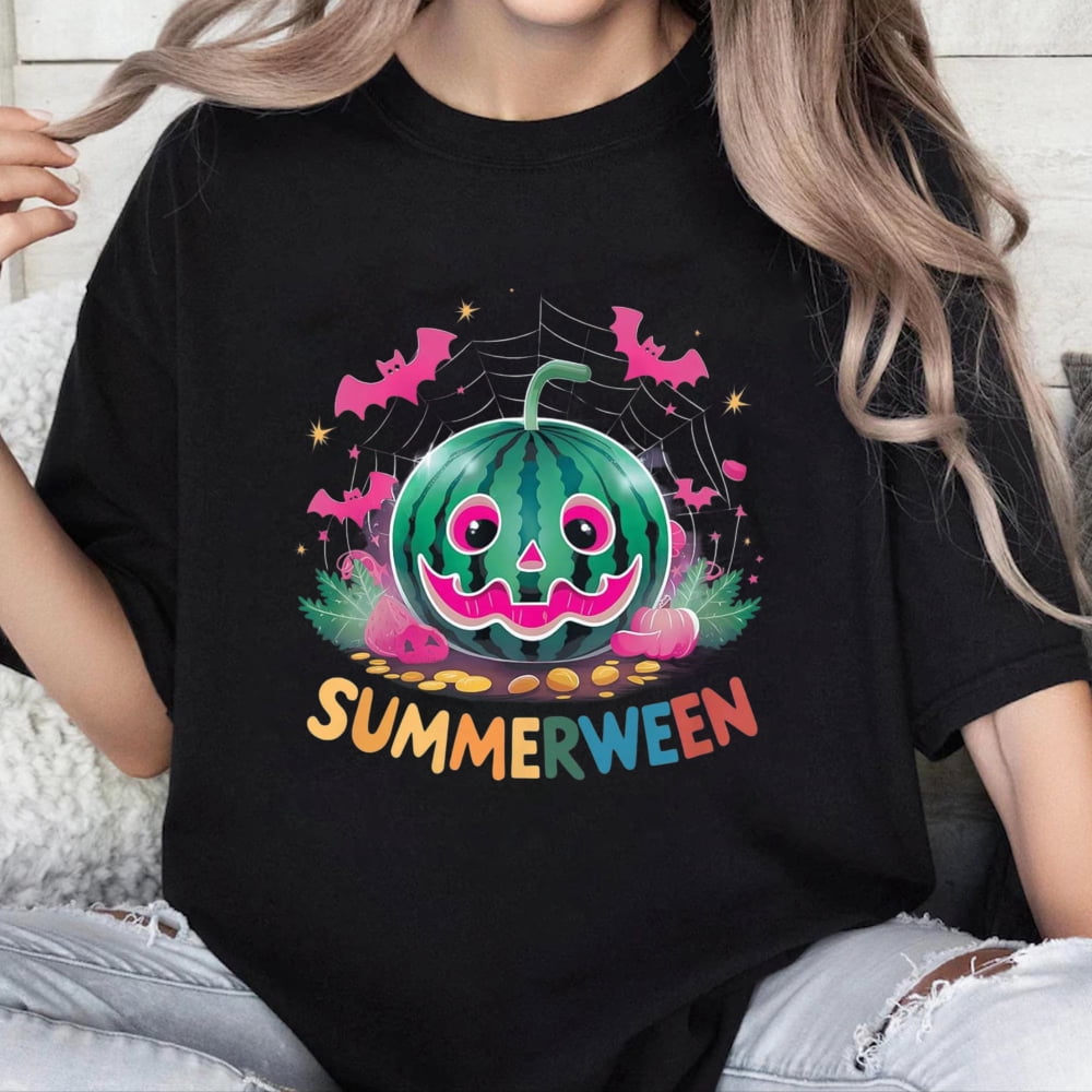 100% Cotton Unisex Summerween Summer Halloween Vacation Watermelon ...