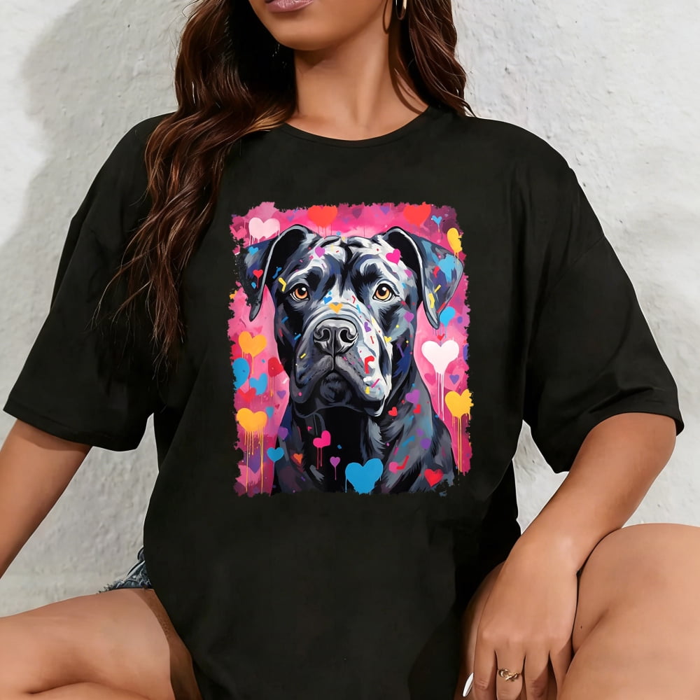 100% Cotton Unisex Valentine's Day Pop Art Dog Cane Corso T-Shirt ...