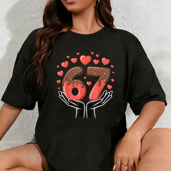 100% Cotton Valentines Day Six Seven 6 7 Meme Hand Heart 67 Men Boy ...