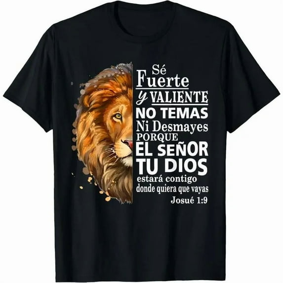 100% Cotton Valiente Josue 1:9 Spanish Christian Bible Verse T-Shirt ...