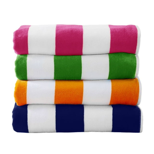 100% Cotton Velour Cabana Beach & Pool Towels - 4 Pack, 30" x 60 ...