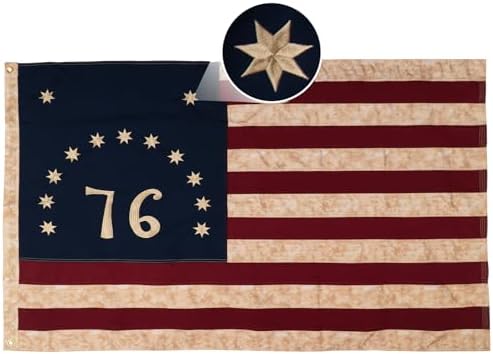 100% Cotton Vintage 1776 Flag 3x5 ft for Outside, Tea-Stained 76 ...