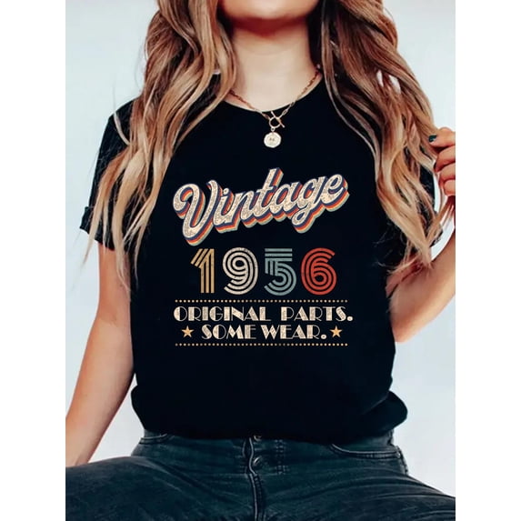 100% Cotton Vintage 1956 Original Parts Year of Birth Birthday T-Shirt ...