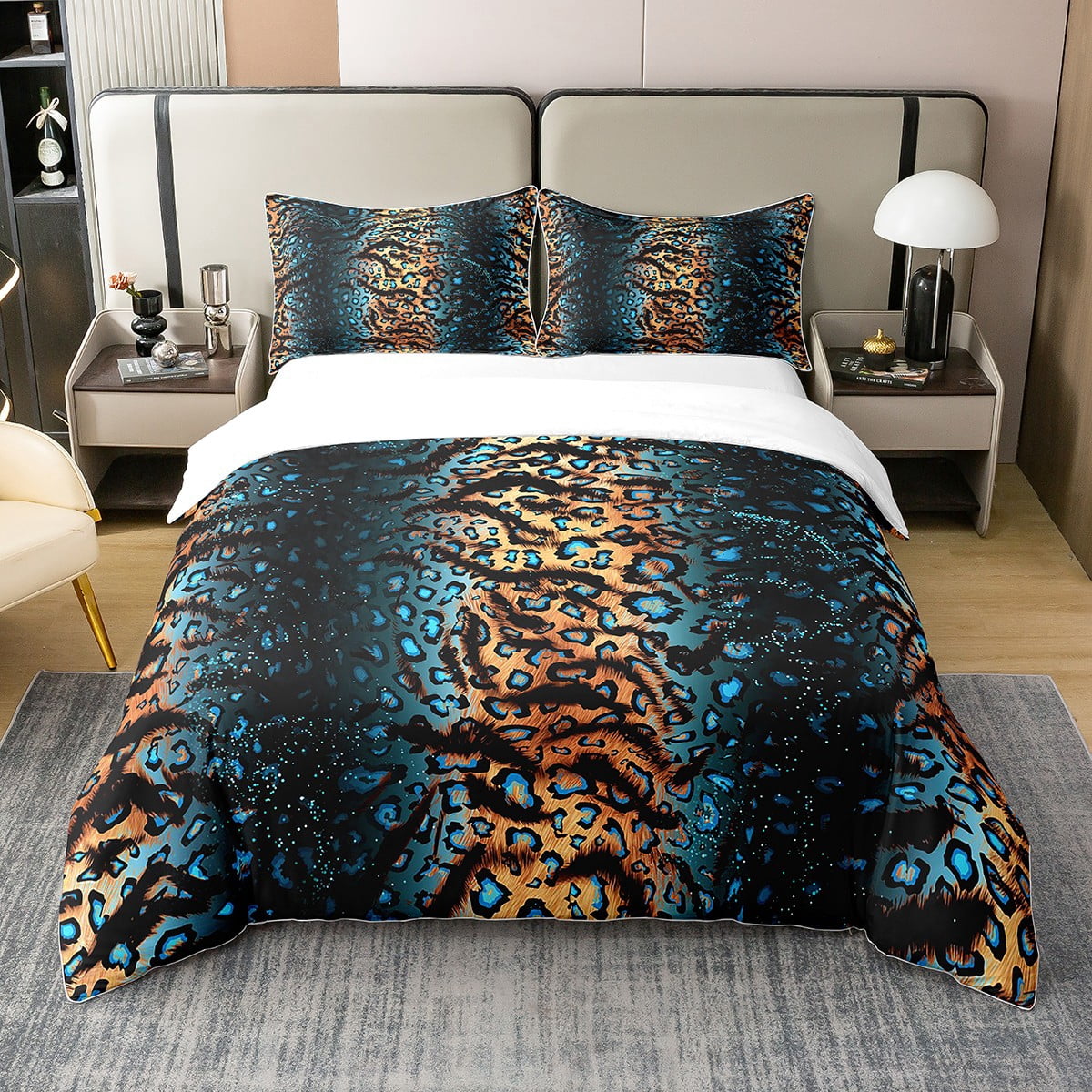 100% Cotton Vintage Cheetah Animal Skin Duvet Cover Full,Neon Leopard ...