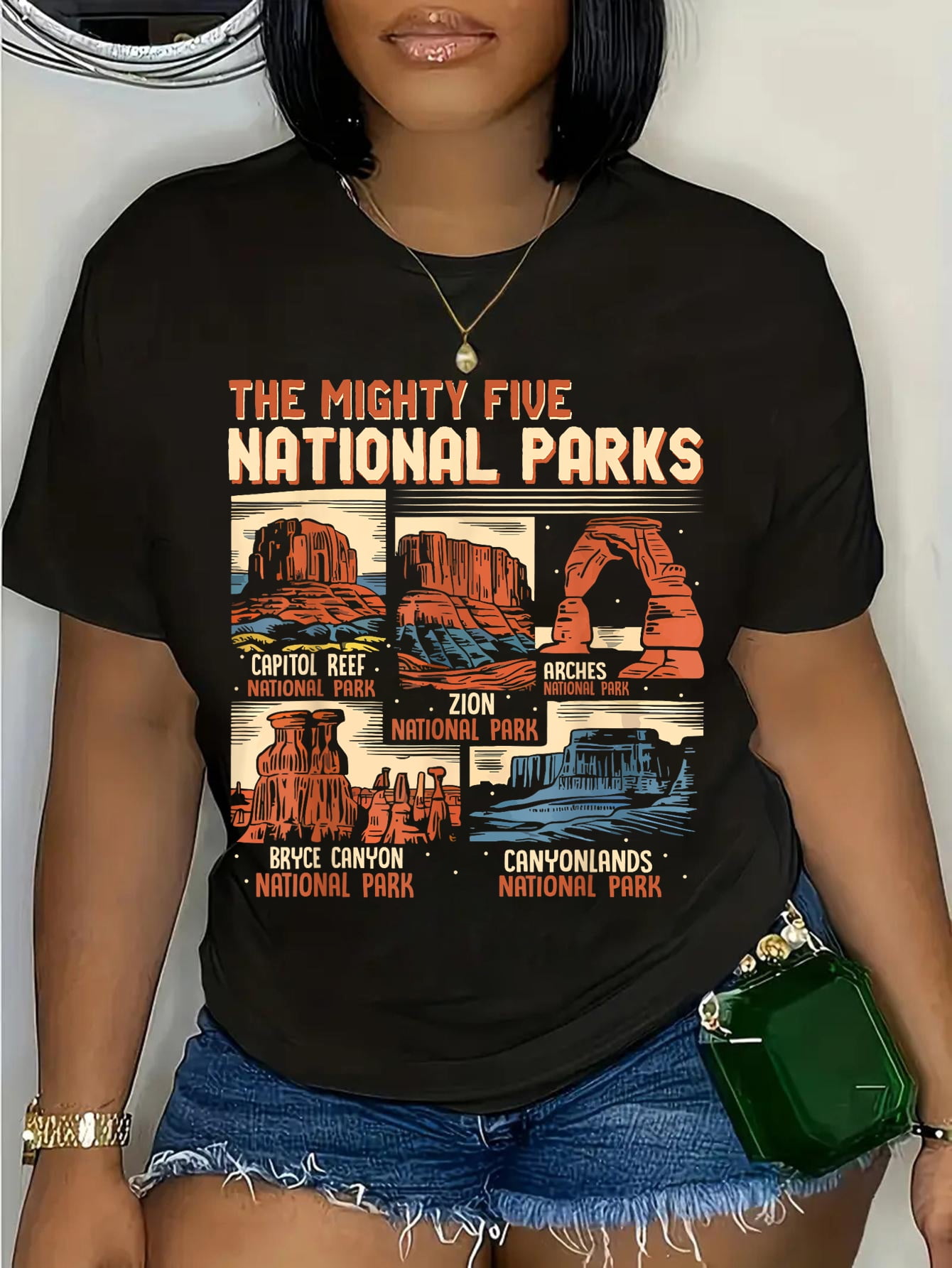 100% Cotton Vintage Utah Mighty Five 5 National Parks Hiking Camping T ...