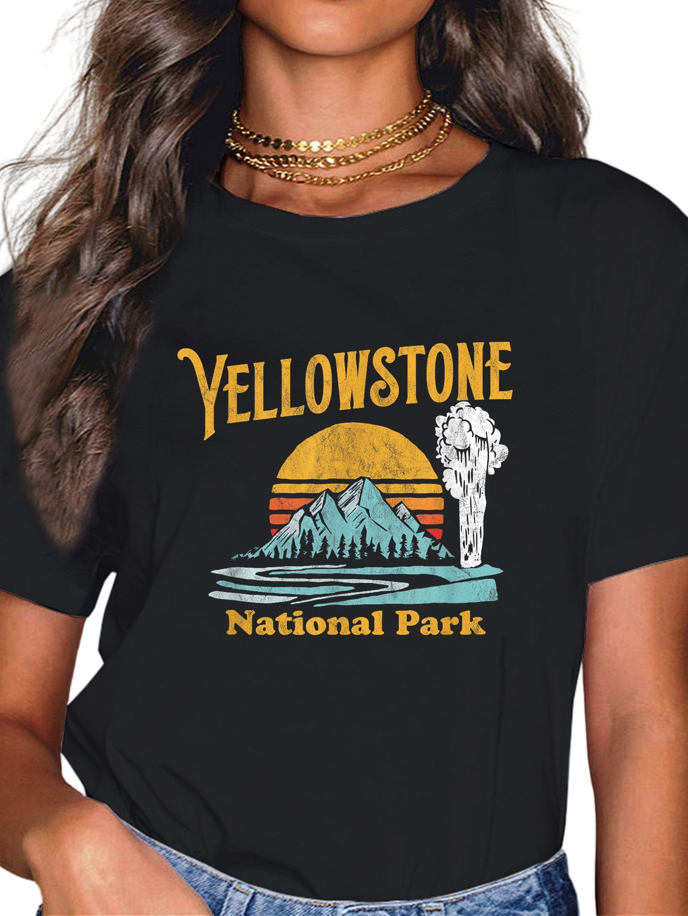 100% Cotton Vintage Yellowstone National Park Retro 80's Graphic T ...