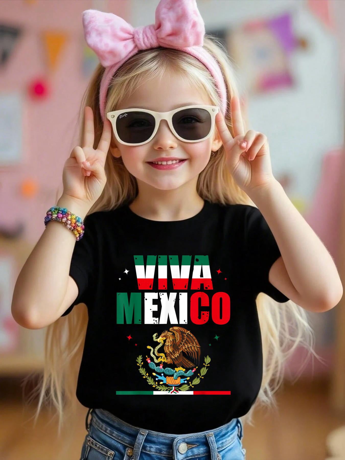 100% Cotton Viva Mexico Flag Mexican Independence Day Kids T-Shirt ...