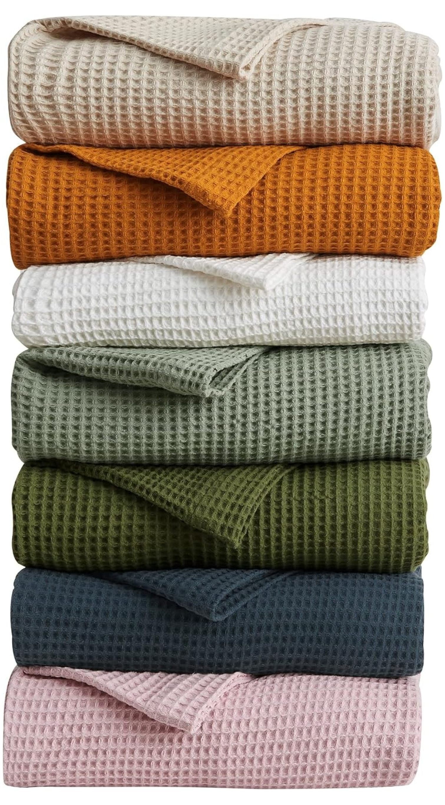 100% Cotton Waffle Weave Bed Blanket | Yellow Waffle Knit Blanket ...