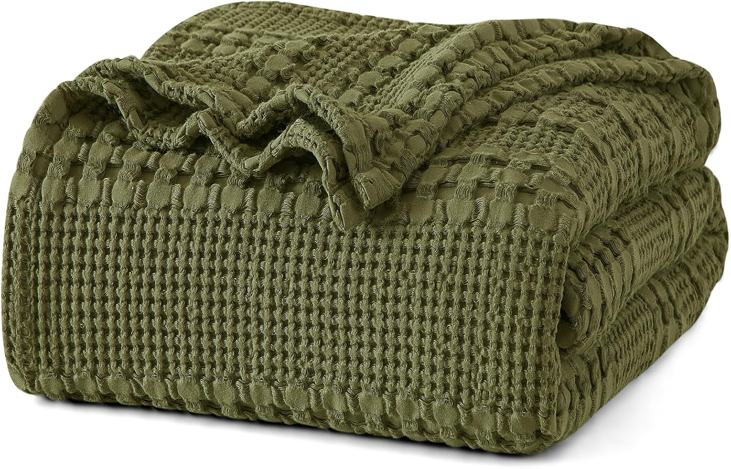100% Cotton Waffle Weave Blanket Queen Size for Bed, Lightweight Washed ...