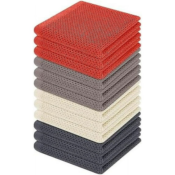 100% Cotton Waffle Weave Kitchen Dish Cloths, Ultra Soft Absorbent ...