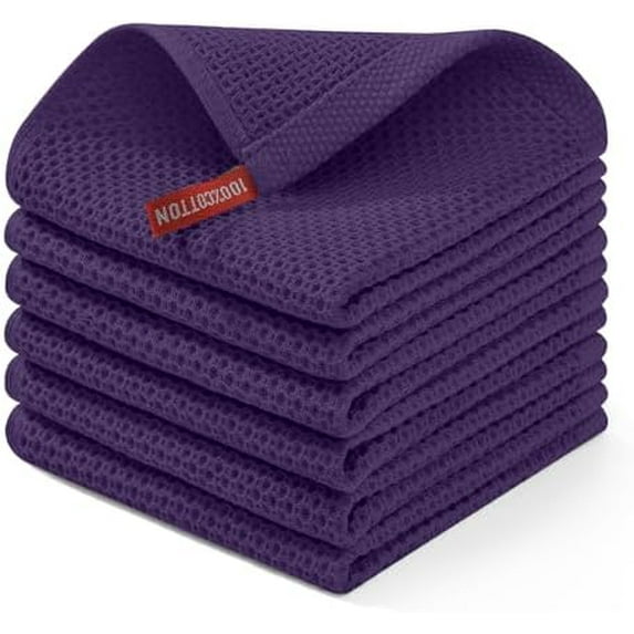 100% Cotton Waffle Weave Kitchen Dish Cloths, Ultra Soft Absorbent ...